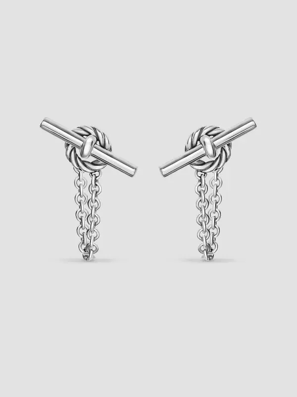 David Yurman Dy Mercer Petite Toggle Chain Stud Earrings In Sterling 38.2mm