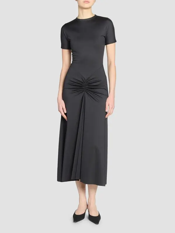 Victoria Beckham Gathered Cotton T-shirt Midi-dress