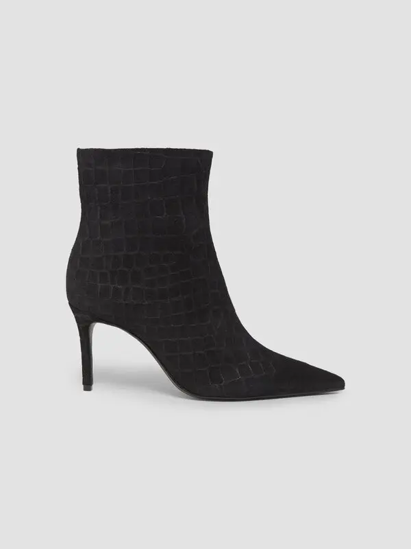 Schutz Mary 85mm Croc-embossed Suede Ankle Boots