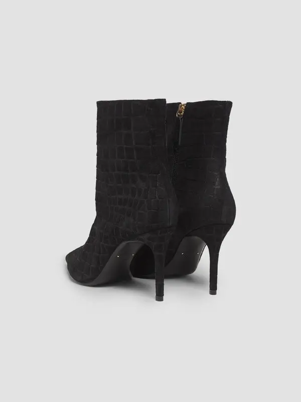 Schutz Mary 85mm Croc-embossed Suede Ankle Boots
