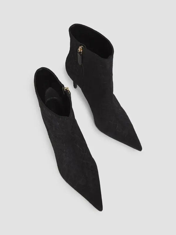 Schutz Mary 85mm Croc-embossed Suede Ankle Boots
