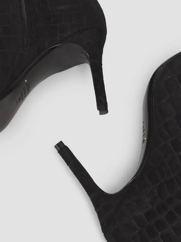 Schutz Mary 85mm Croc-embossed Suede Ankle Boots