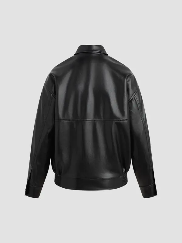 FAVORITE DAUGHTER The Beacon Faux-leather Button-front Jacket