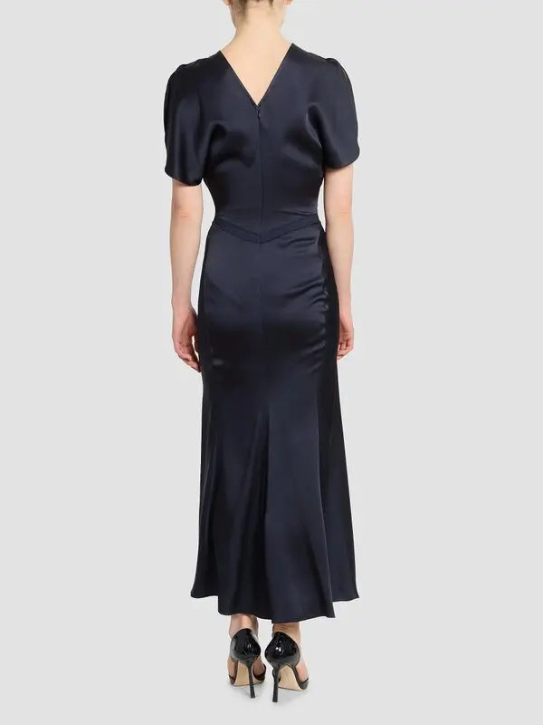 Victoria Beckham Bela Satin Ruched Midi Dress
