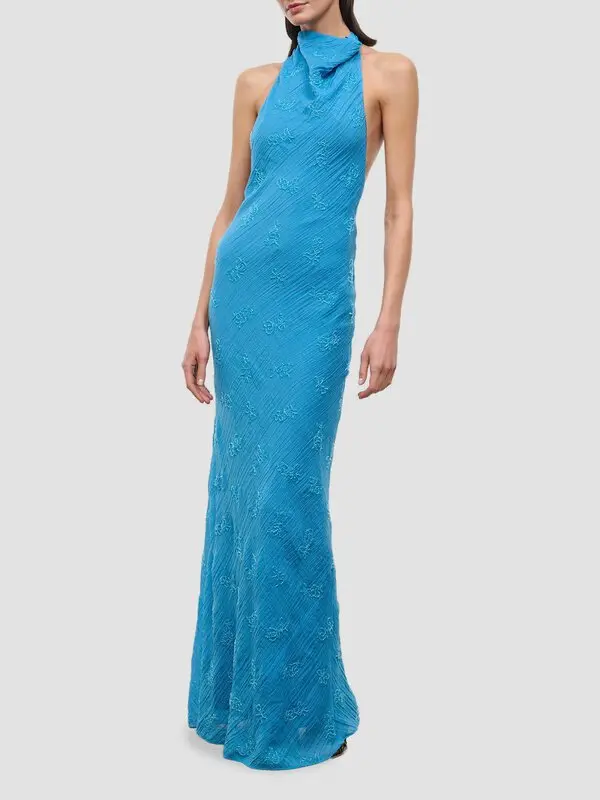 Staud Roselle Beaded Draped Gown