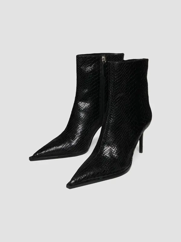 Schutz Mary 85mm Snake-embossed Leather Boots