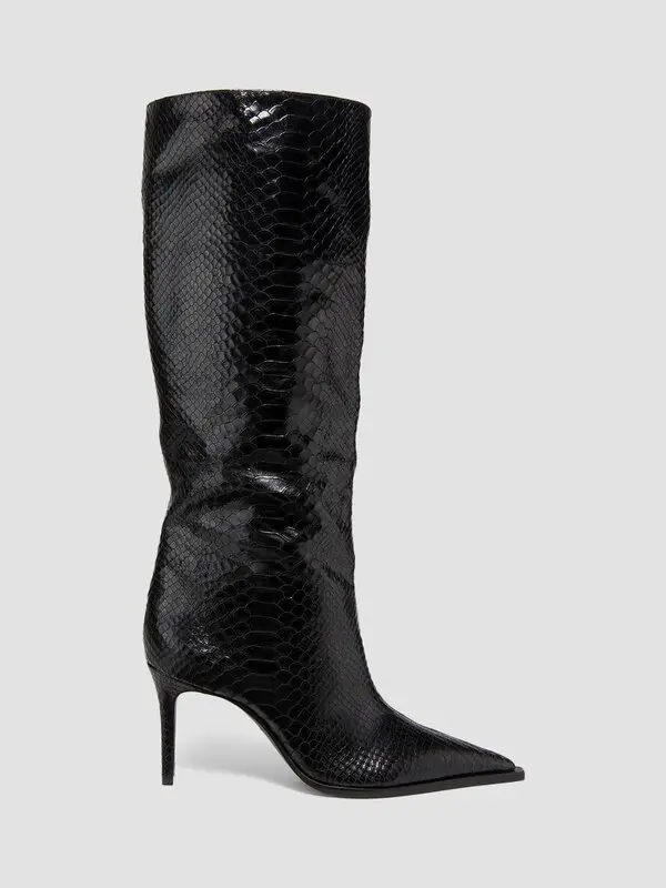 Schutz Mary Up 80mm Snake-embossed Leather Boots