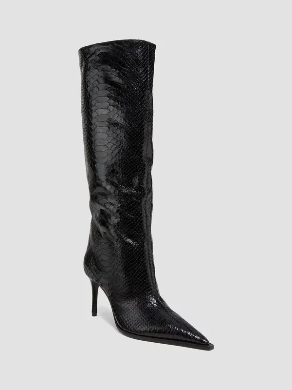 Schutz Mary Up 80mm Snake-embossed Leather Boots