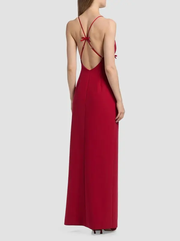 Cinq À Sept Elea Bow Slit Gown - Cherry Rose
