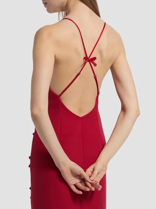 Cinq À Sept Elea Bow Slit Gown - Cherry Rose