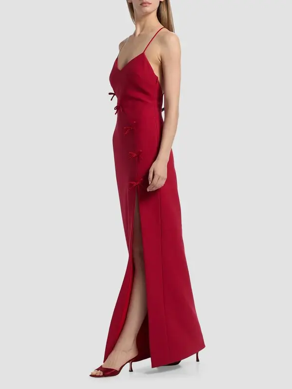 Cinq À Sept Elea Bow Slit Gown - Cherry Rose