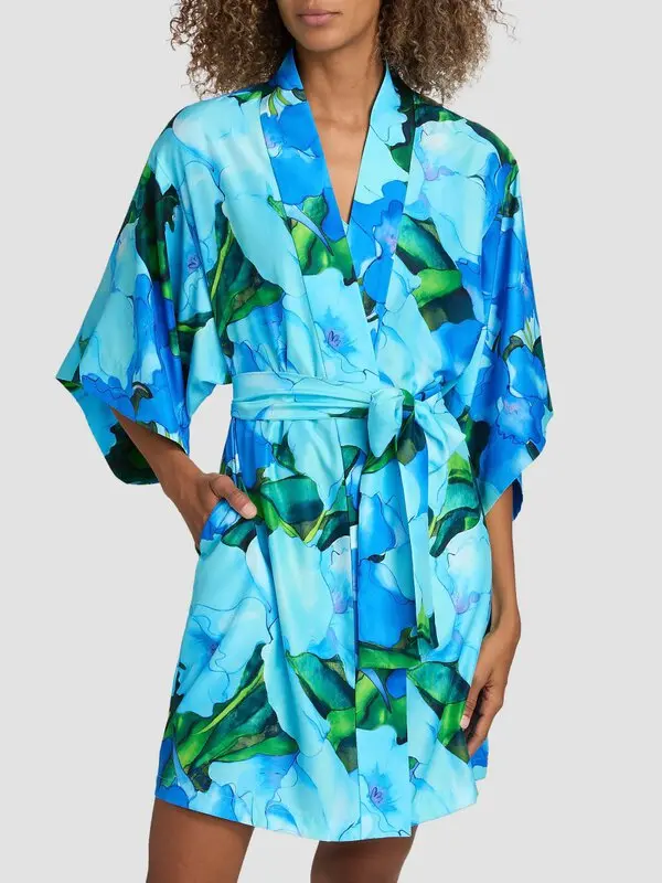 Natori Isla Floral Charmeuse Wrap