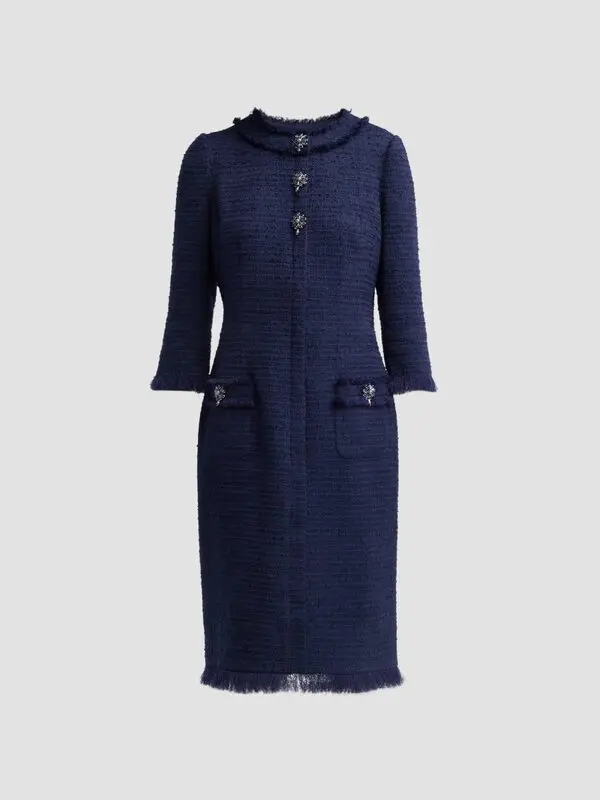 Rickie Freeman For Teri Jon Embellished Tweed Fitted Sheath Dress