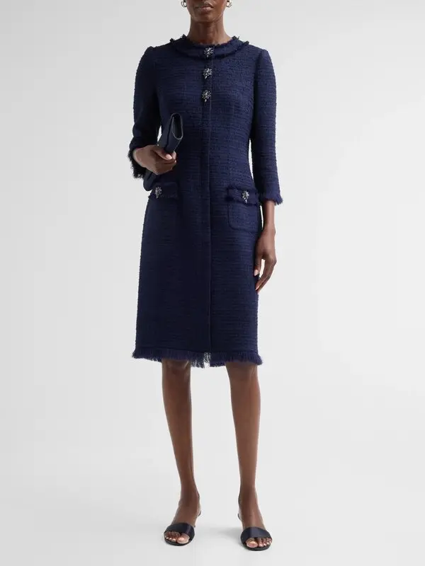 Rickie Freeman For Teri Jon Embellished Tweed Fitted Sheath Dress