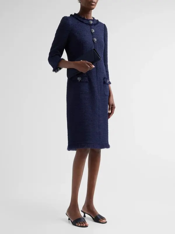 Rickie Freeman For Teri Jon Embellished Tweed Fitted Sheath Dress