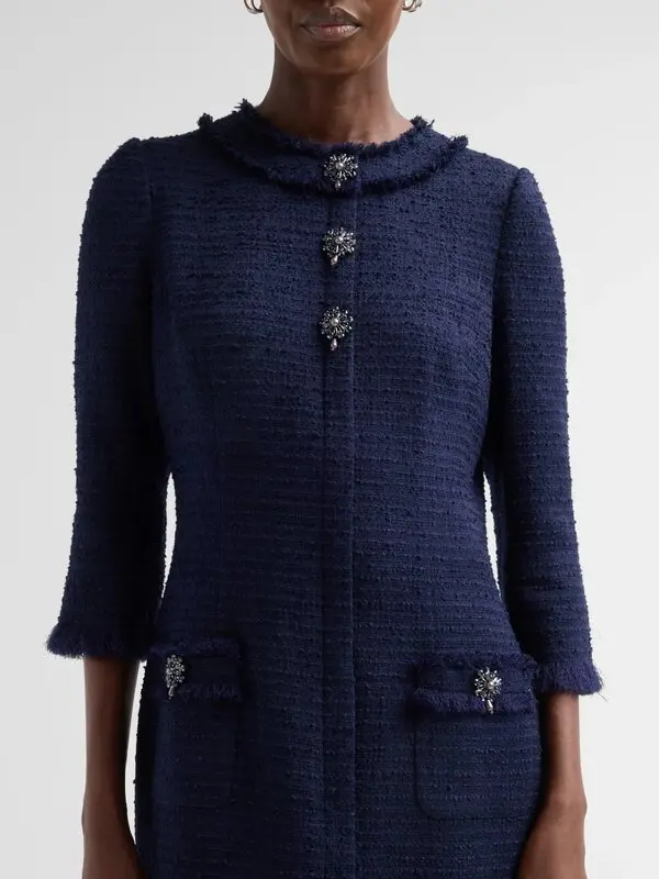 Rickie Freeman For Teri Jon Embellished Tweed Fitted Sheath Dress