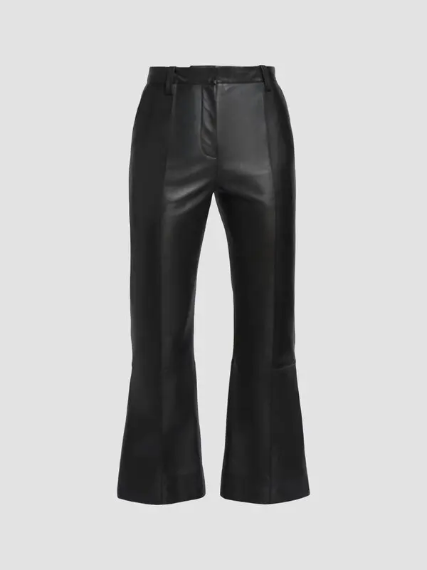 Victoria Beckham Leather Cropped Flare Pants - Black