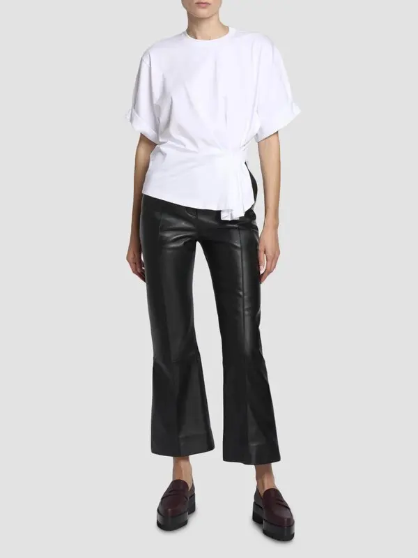 Victoria Beckham Leather Cropped Flare Pants