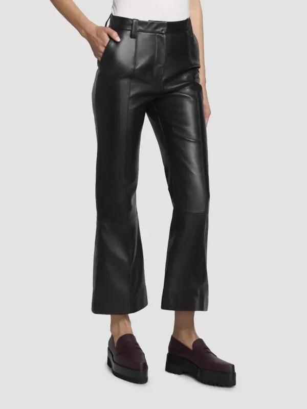 Victoria Beckham Leather Cropped Flare Pants