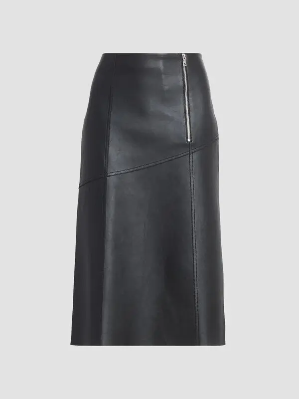 Victoria Beckham Zip-detail Leather Midi-skirt