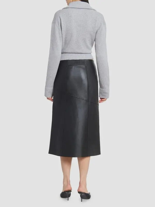 Victoria Beckham Zip-detail Leather Midi-skirt