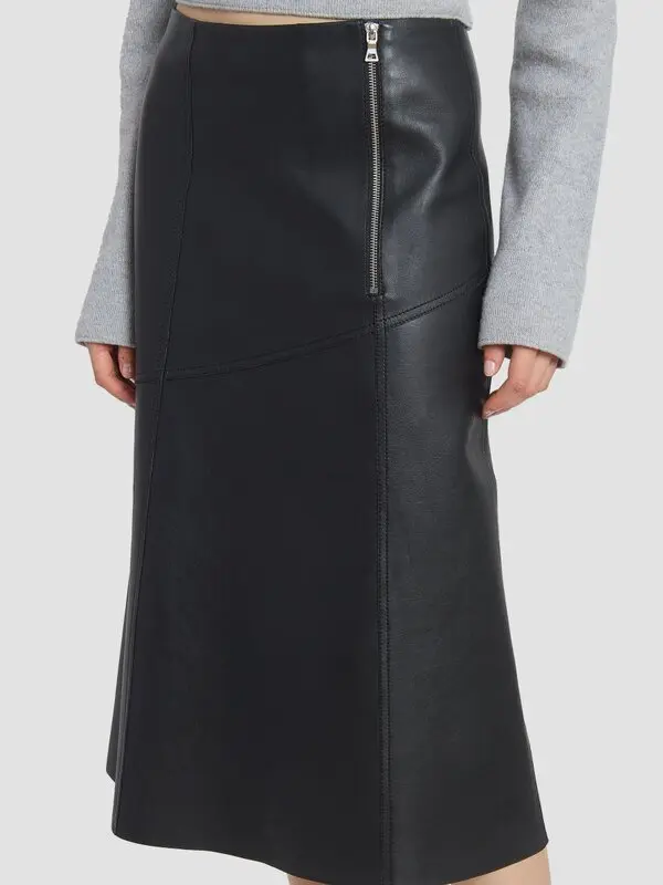 Victoria Beckham Zip-detail Leather Midi-skirt