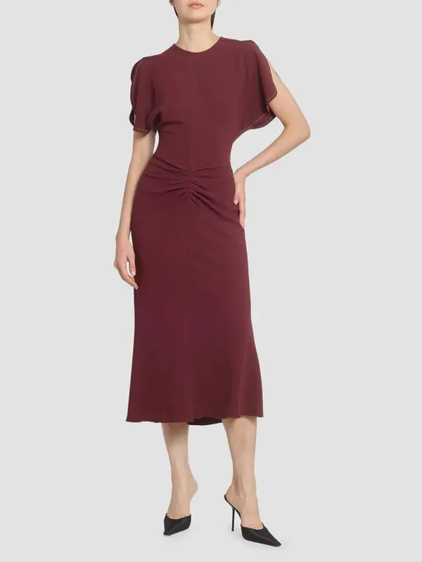 Victoria Beckham Gathered Stretch Midi-dress