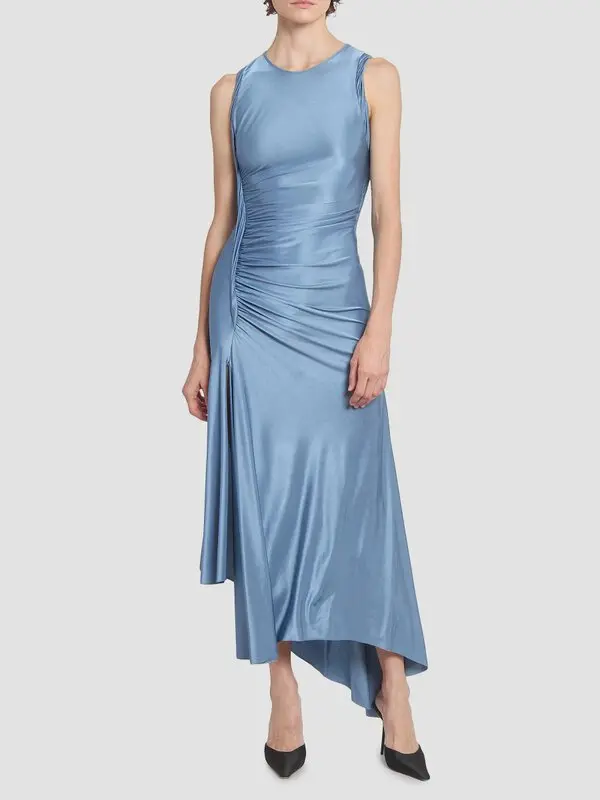 Victoria Beckham Twist-detail Satin Midi-dress - Stone