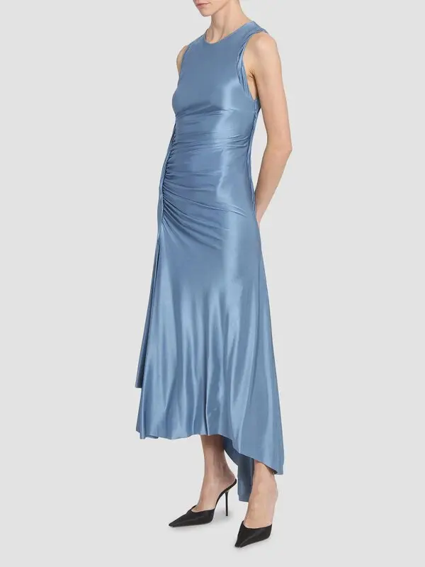 Victoria Beckham Twist-detail Satin Midi-dress - Stone