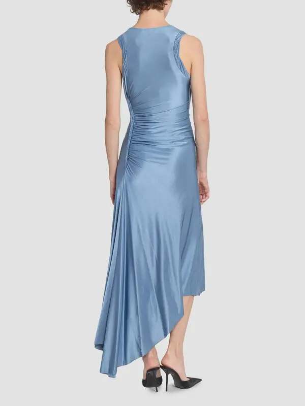 Victoria Beckham Twist-detail Satin Midi-dress - Stone