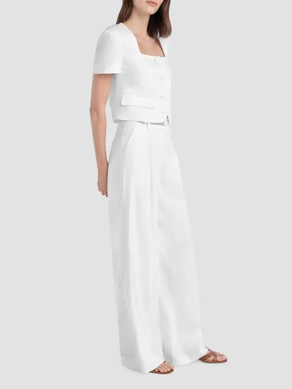 FAVORITE DAUGHTER The Miranda Pleated Linen-blend Wide-leg Pants