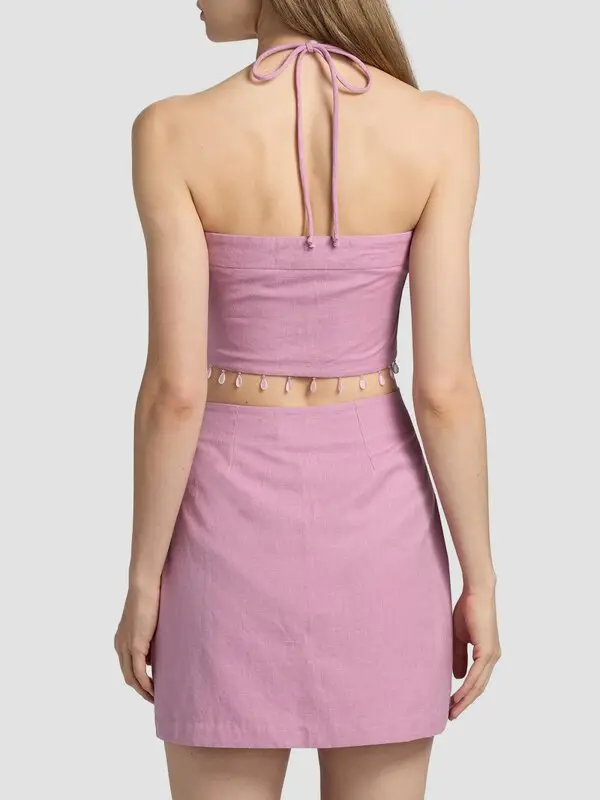 AMUR Chelly Embroidered Cotton-linen Top