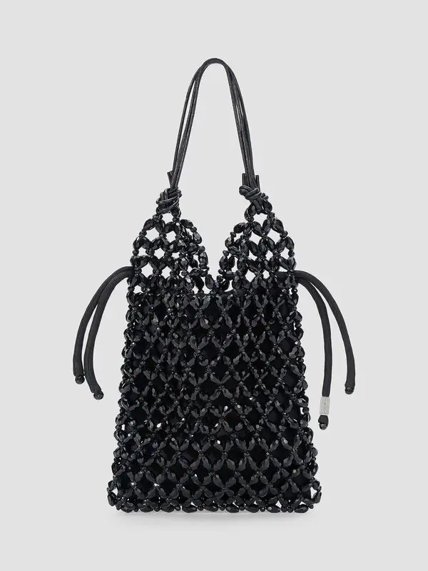 Staud Karla Crystal-beaded Shoulder Bag - Black
