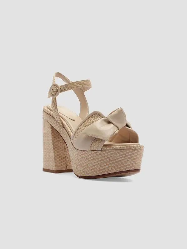 ALEXANDRE BIRMAN Maxi Clarita Flare 120mm Raffia & Leather Platform Sandals
