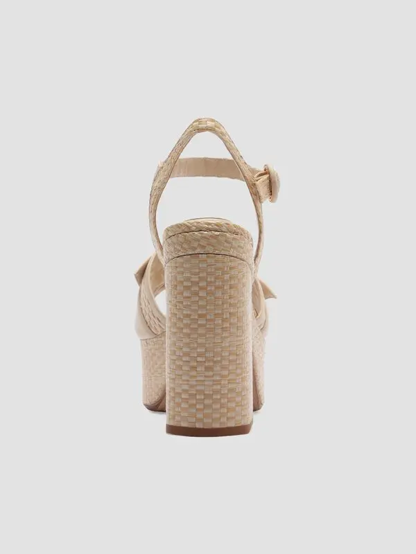 ALEXANDRE BIRMAN Maxi Clarita Flare 120mm Raffia & Leather Platform Sandals