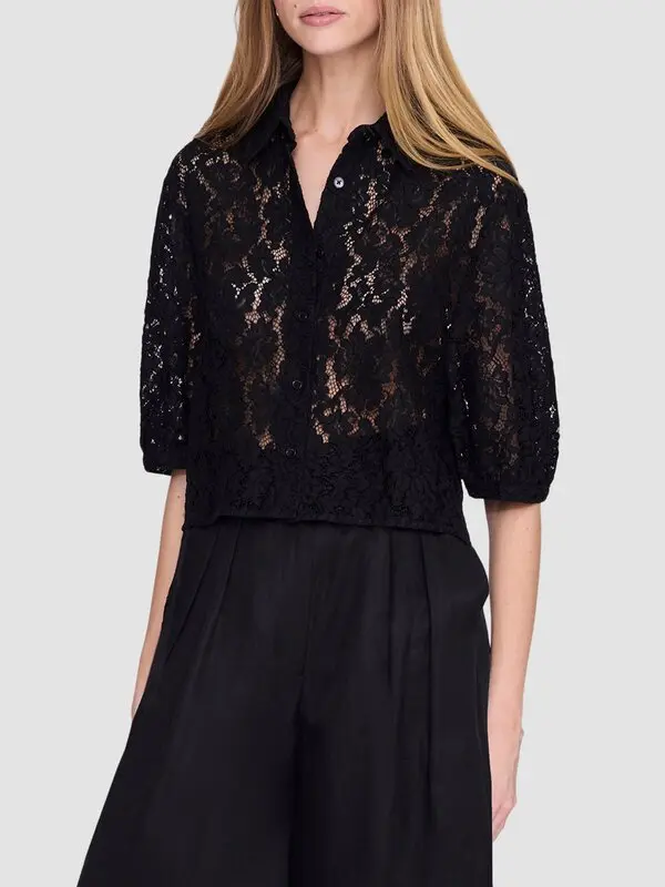 ANINE BING Shayna Lace Boxy Top