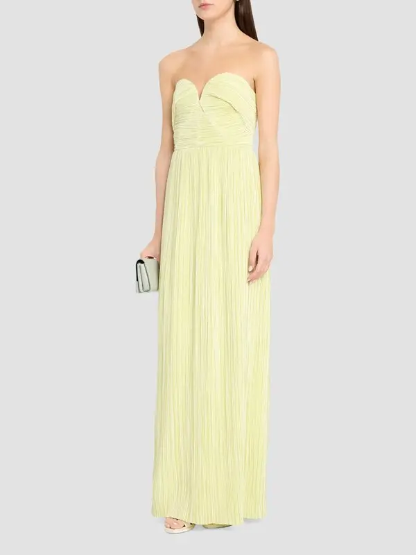 AS IT MAY Liora Pleated Strapless Gown
