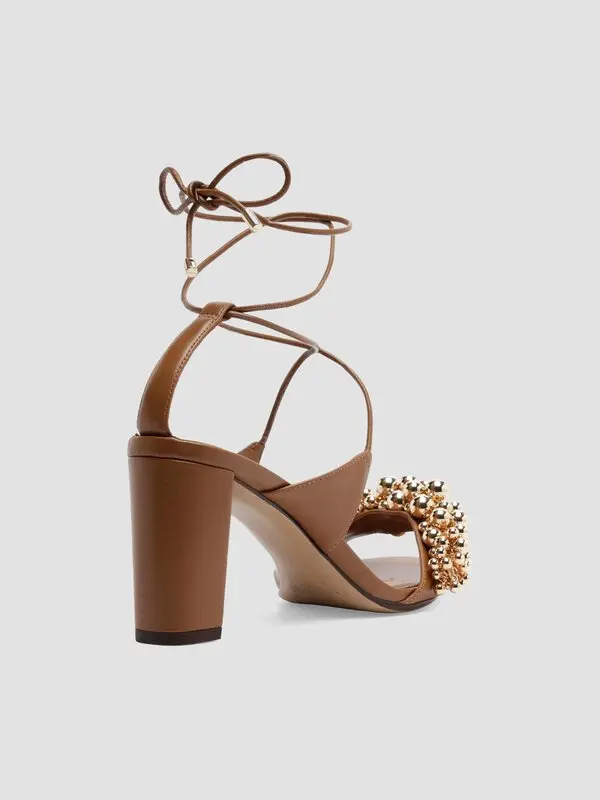 ALEXANDRE BIRMAN Gia 75mm Bubble-embellished Leather Sandals
