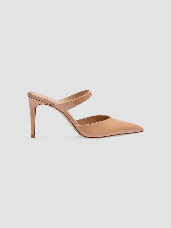 STUART WEITZMAN Power 85mm Patent Leather Stiletto Mules - Adobe