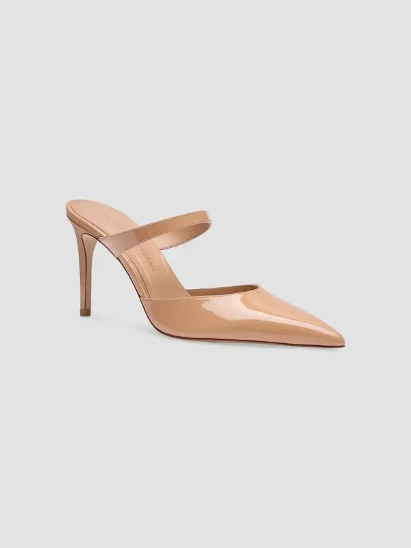 STUART WEITZMAN Power 85mm Patent Leather Stiletto Mules - Adobe