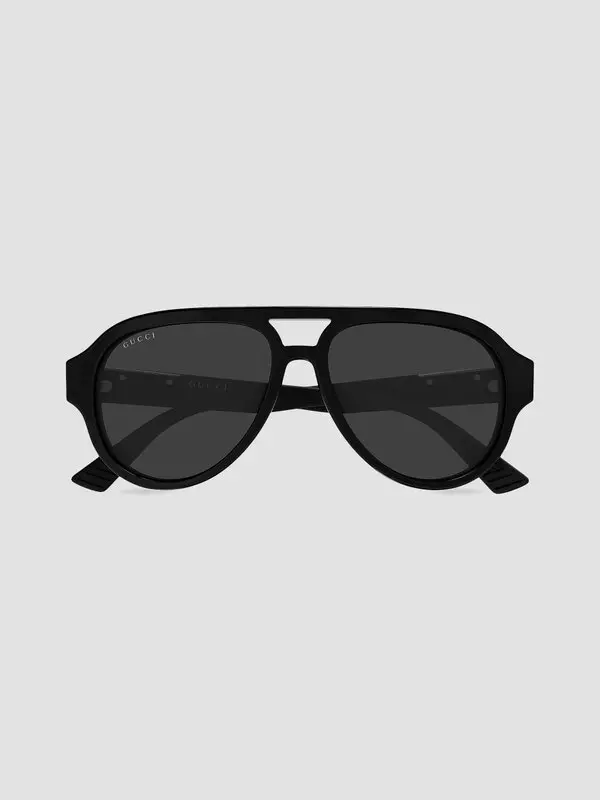 Gucci Subtle Web Sporty 55mm Pilot Sunglasses