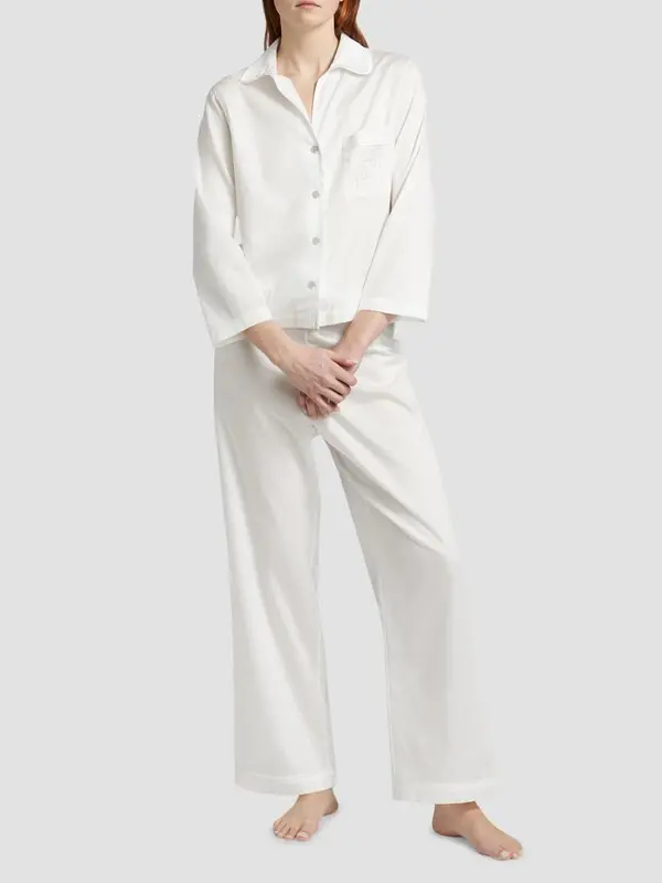 Natori Essentials Embroidered Cotton Sateen Pajamas