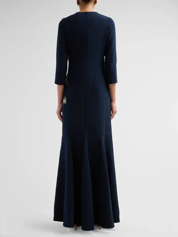 Rickie Freeman For Teri Jon Embellished Godet Crepe Gown