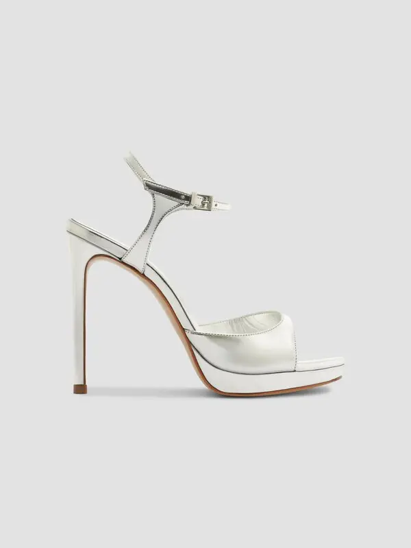 Schutz Scarlett 115mm Leather Platform Sandals - Silver