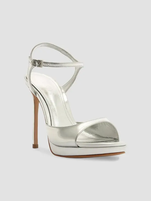 Schutz Scarlett 115mm Leather Platform Sandals - Silver
