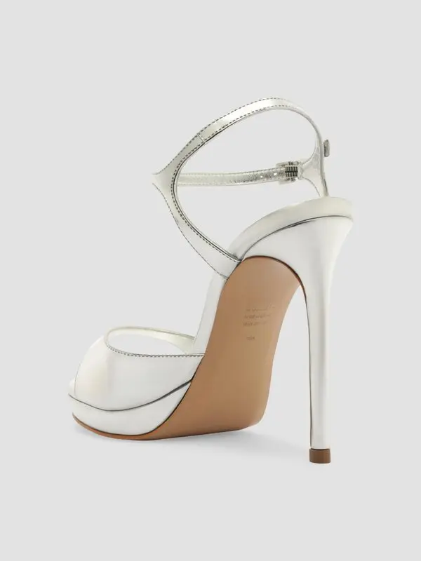 Schutz Scarlett 115mm Leather Platform Sandals - Silver