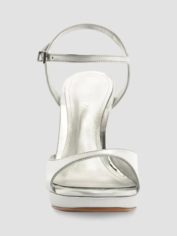 Schutz Scarlett 115mm Leather Platform Sandals - Silver