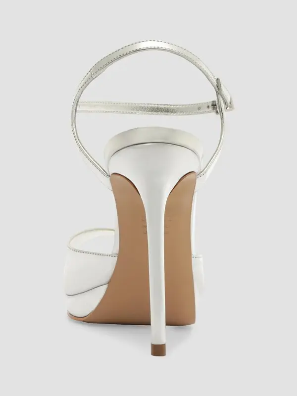 Schutz Scarlett 115mm Leather Platform Sandals - Silver