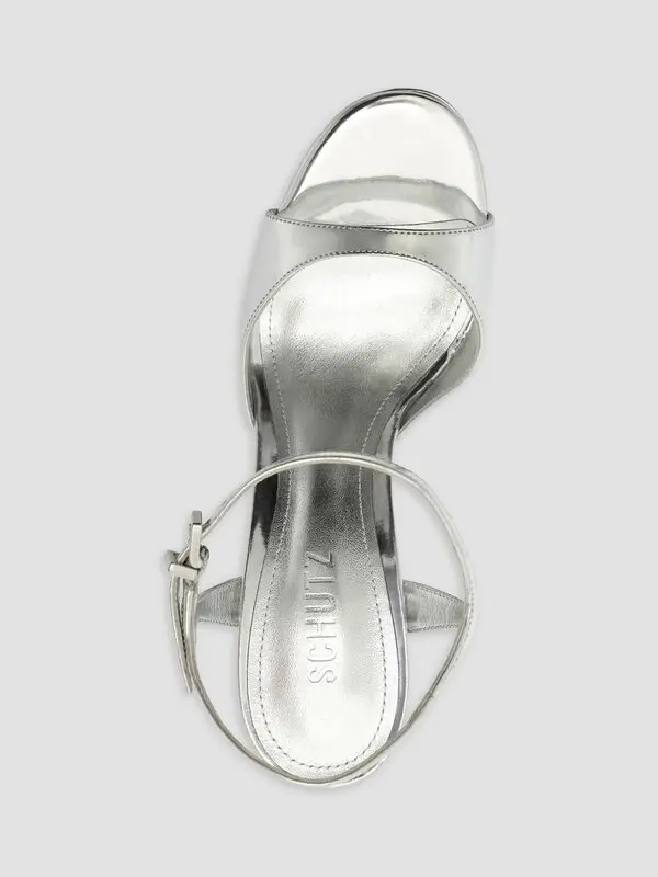 Schutz Scarlett 115mm Leather Platform Sandals - Silver