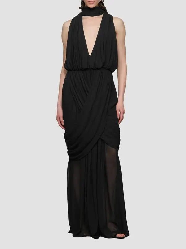 ET OCHS Arabella Draped Tassel-trim Chiffon Gown